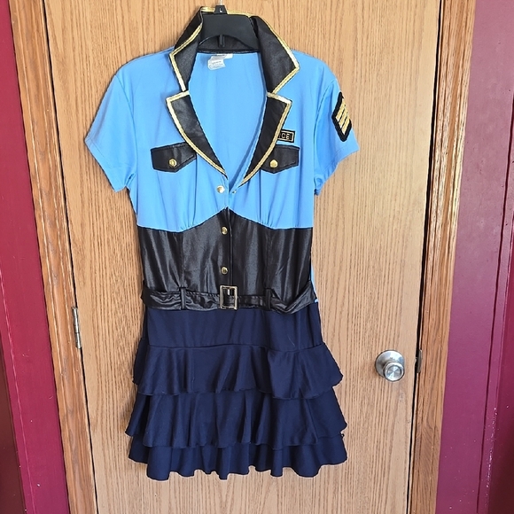 Other | Blue And Black Ruffled Police Dress With Gold Accents Costume ...